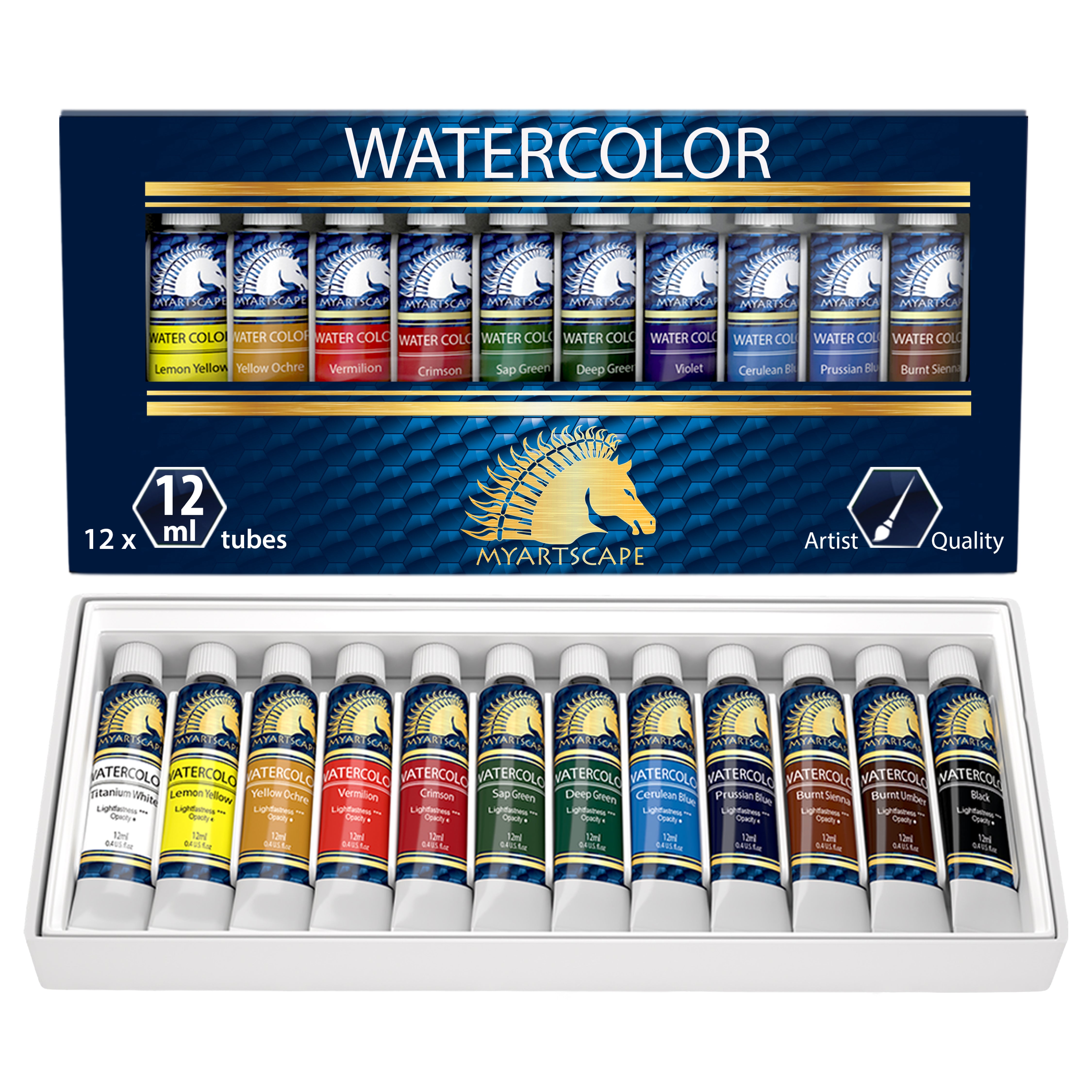 Watercolor Paint Set, 12ml Tubes - 12 Colors – MyArtscape