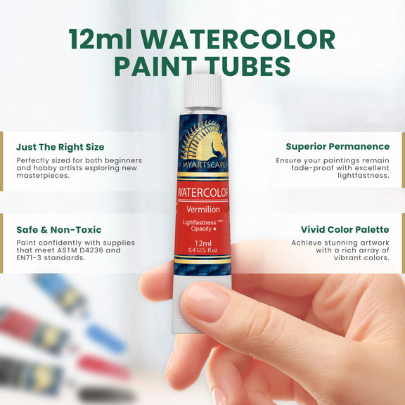 Watercolor Paint Set, 12ml Tubes - 12 Colors – MyArtscape