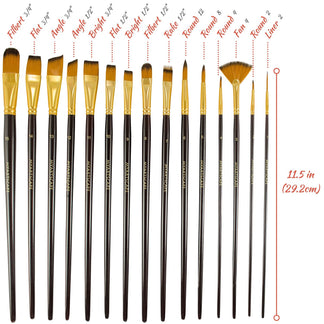 Long Handle Paint Brush, Set of 15 Art Brushes – MyArtscape