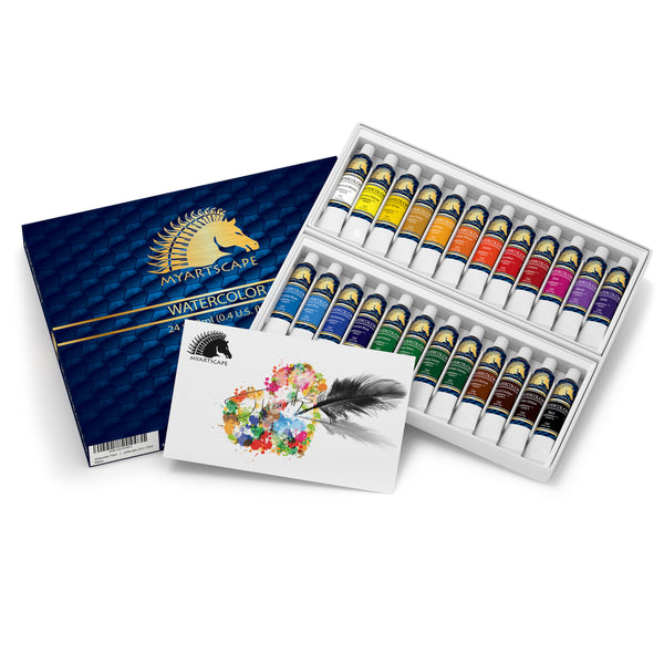 Watercolor Paint Set, 12ml Tubes - 24 Colors - MyArtscape