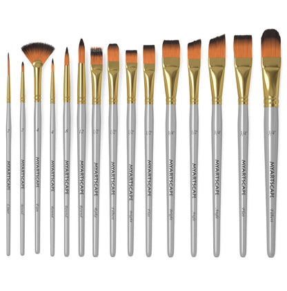 Short Handle Paint Brush - Set of 15 Art Brushes – MyArtscape